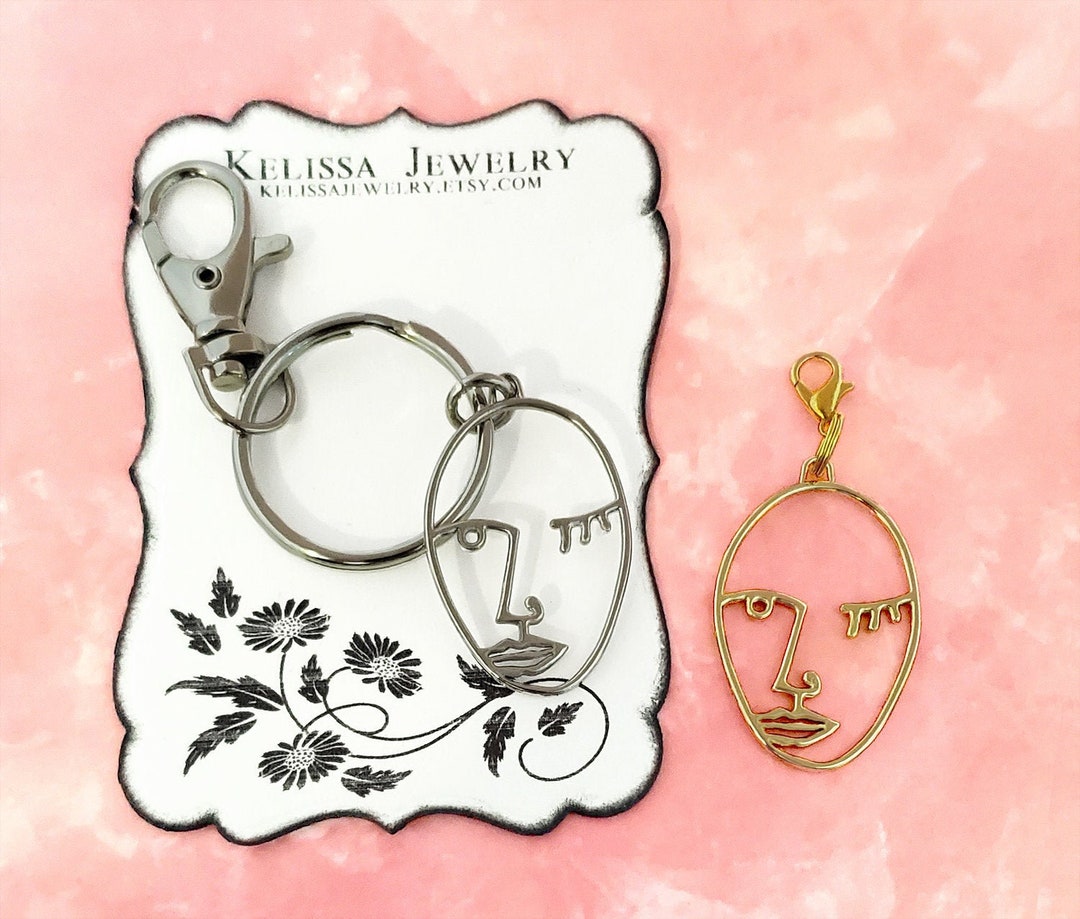 Face Zipper Pull or Face Keychain Keyring, Abstract Face, Picasso Face ...