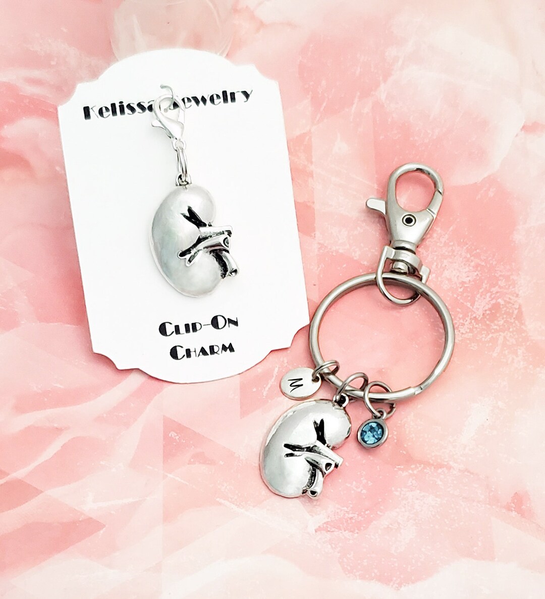 Anatomical Kidney Keychain: Silver Kidney Zipper Pull With Initial ...