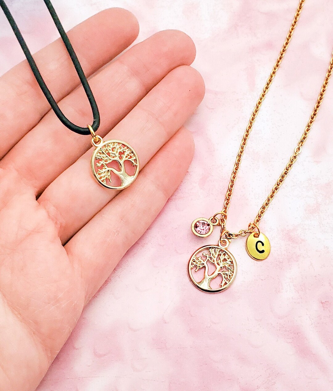 Tree of Life Necklace Gold, Tree of Life Pendant, Personalized Tree of ...
