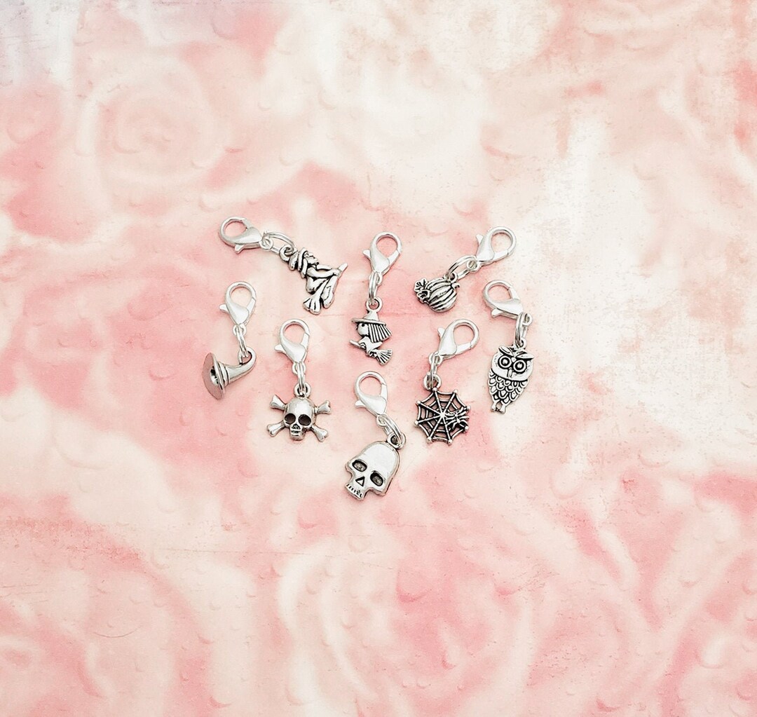 Halloween Zipper Pull Charms, Halloween Bracelet Charms, Antique Silver ...