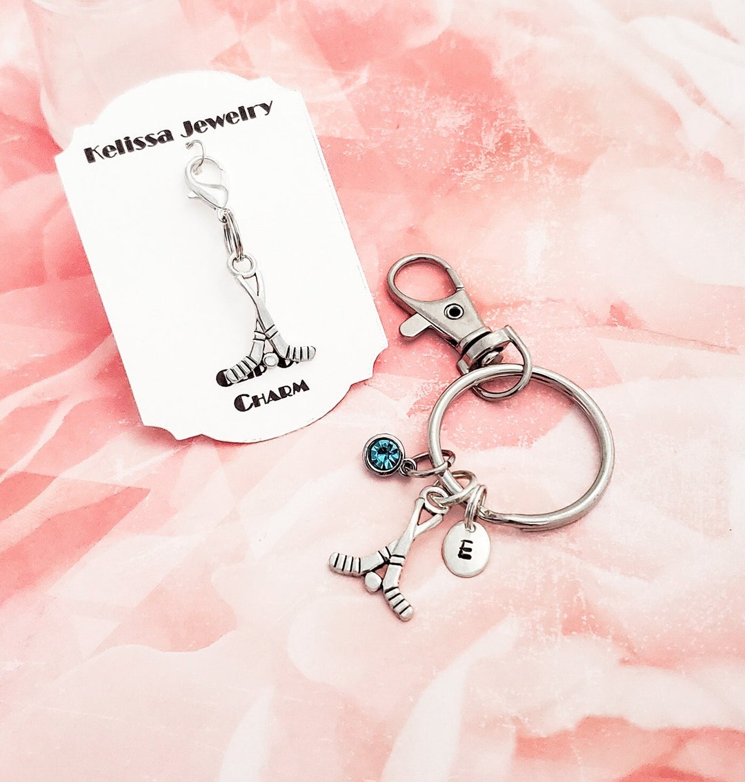 Hockey Keyring Keychain or Hockey Zipper Pull, Personalized Hockey ...
