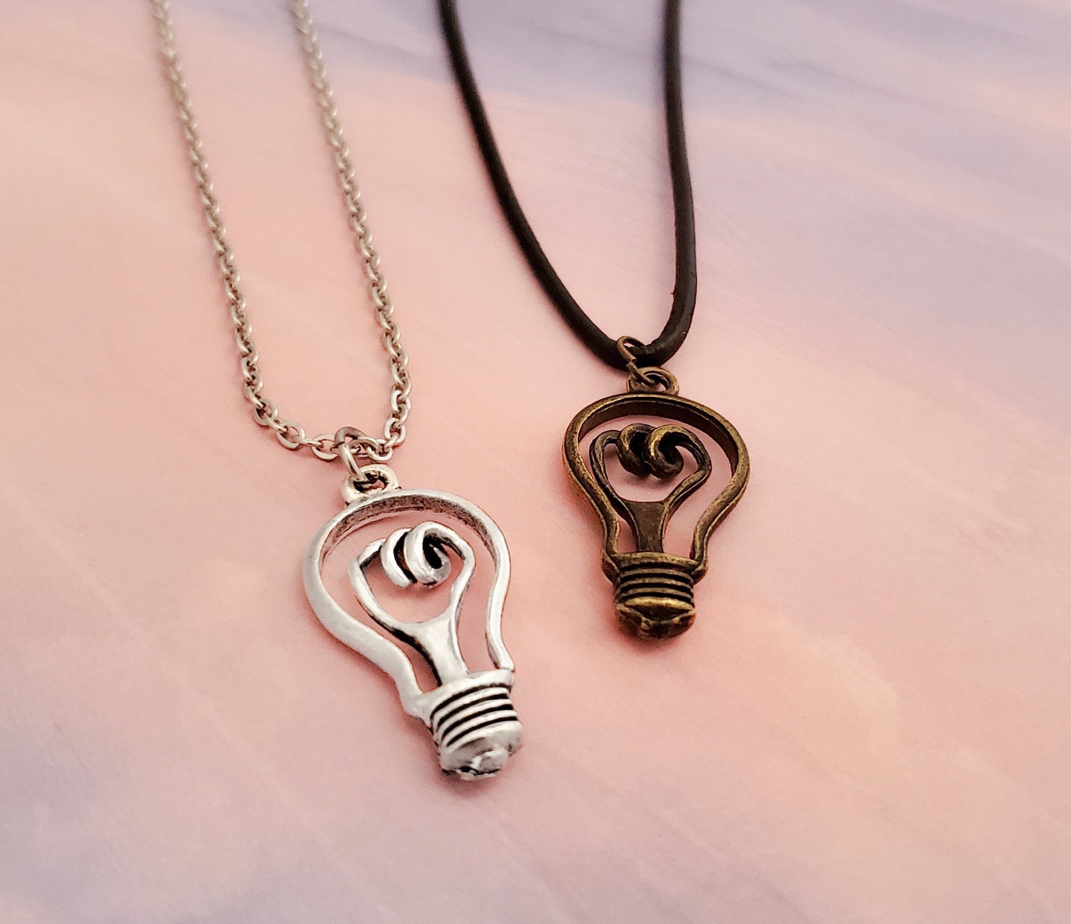 Light Bulb Necklace Edison Lightbulb Necklace in Silver or | Etsy