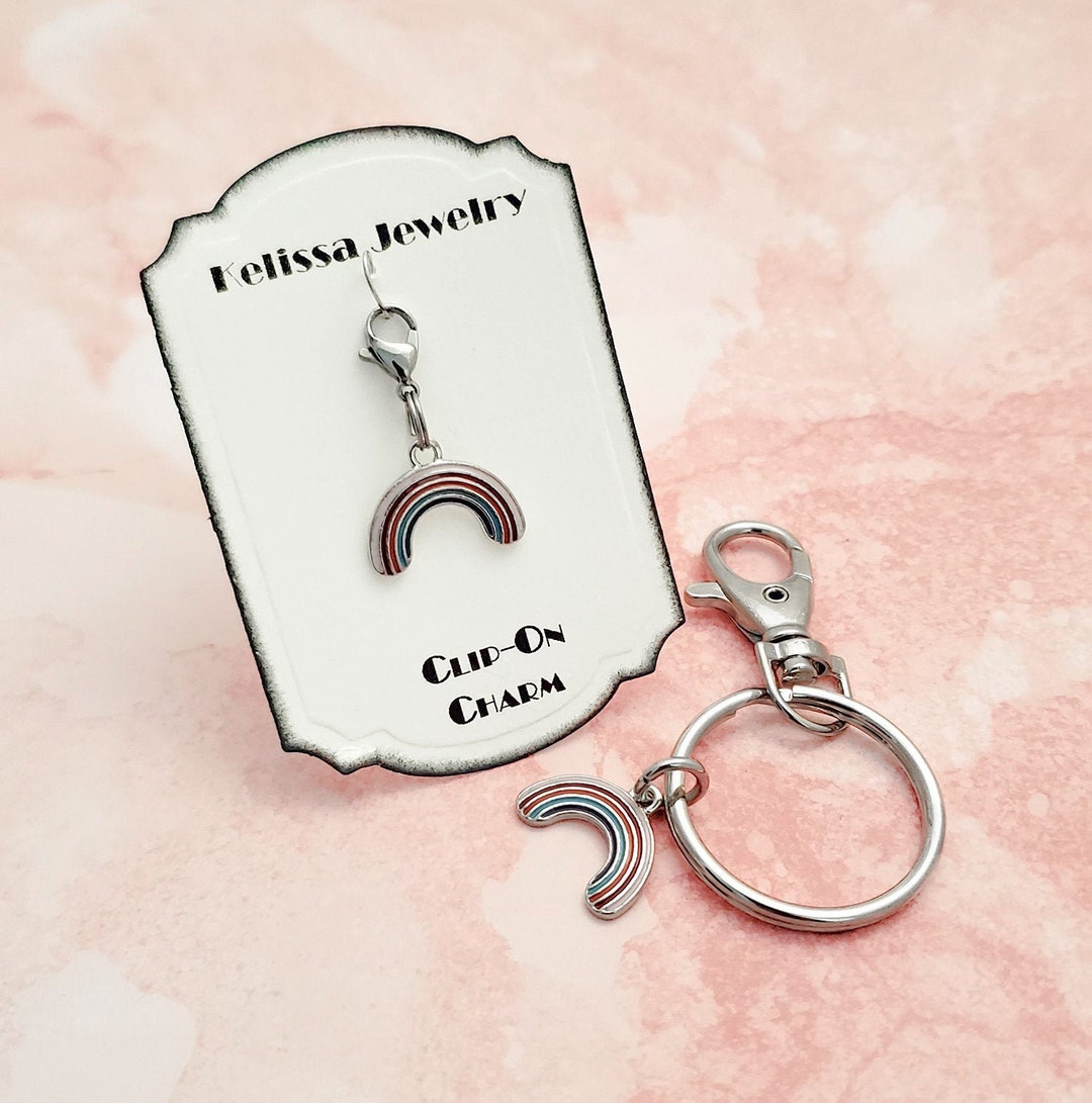 Rainbow Enamel Zipper Pull or Keychain: Personalized Initial Charm - Etsy