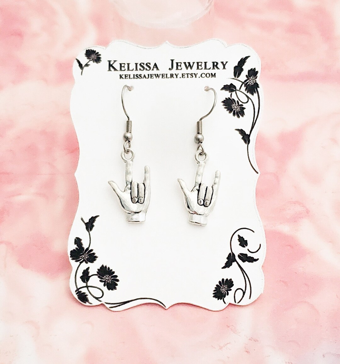 Silver ASL I Love You Hand Sign Earrings - Etsy
