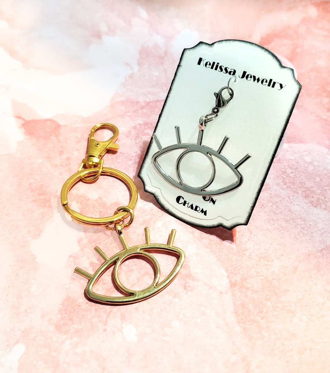 Big Eye Zipper Pull or Face Keychain, Silver or Gold, Oversized Eye ...