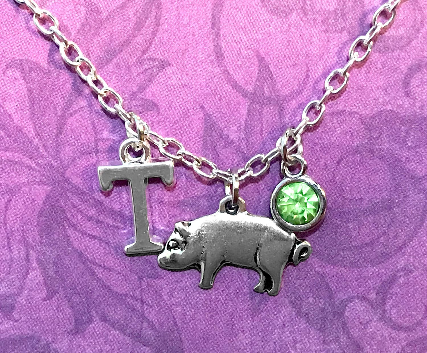 Pig Necklace Personalized Jewelry Optioanl Initial and - Etsy