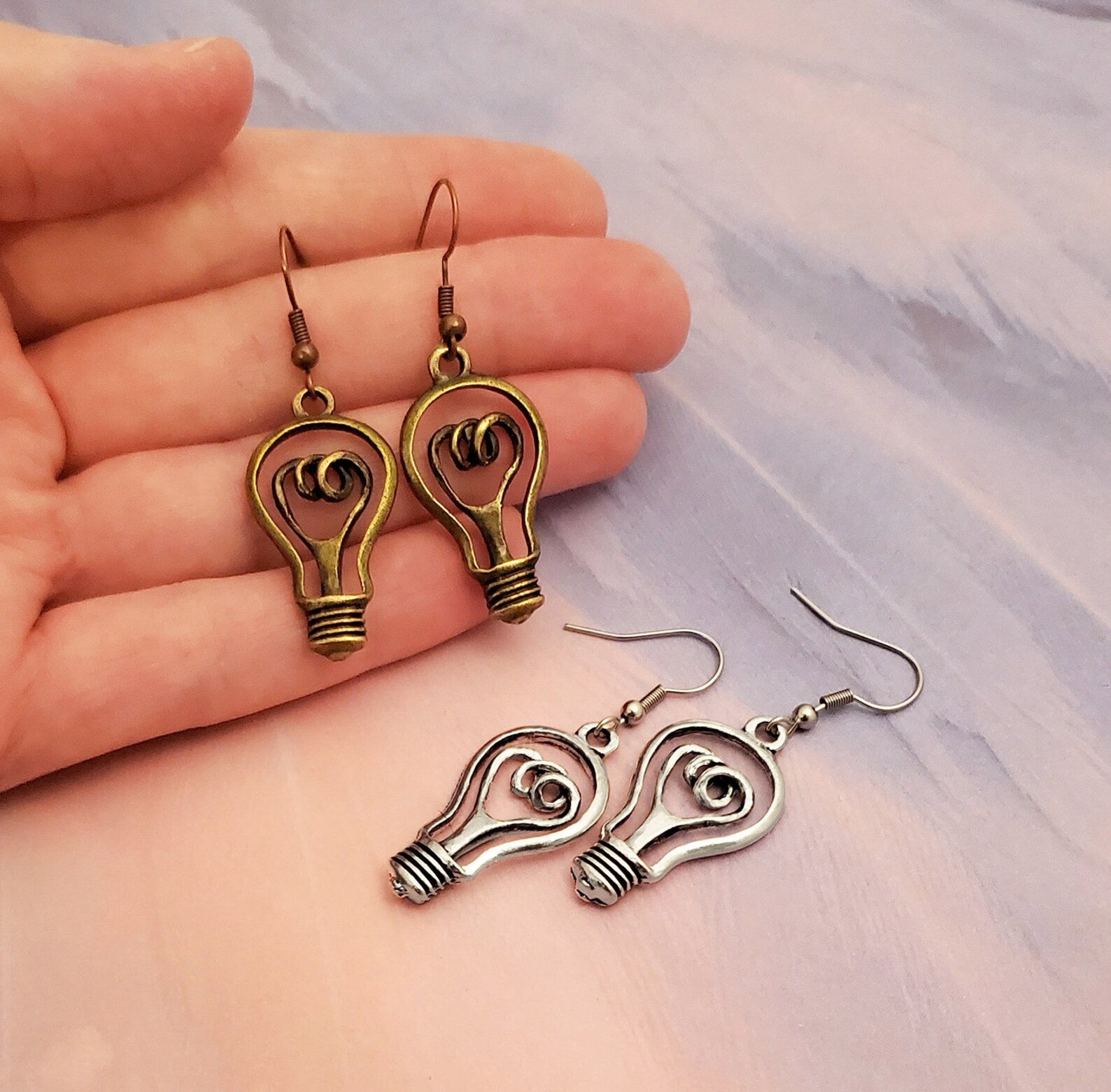 Lightbulb Earrings in Silver or Bronze Edison Lightbulb - Etsy