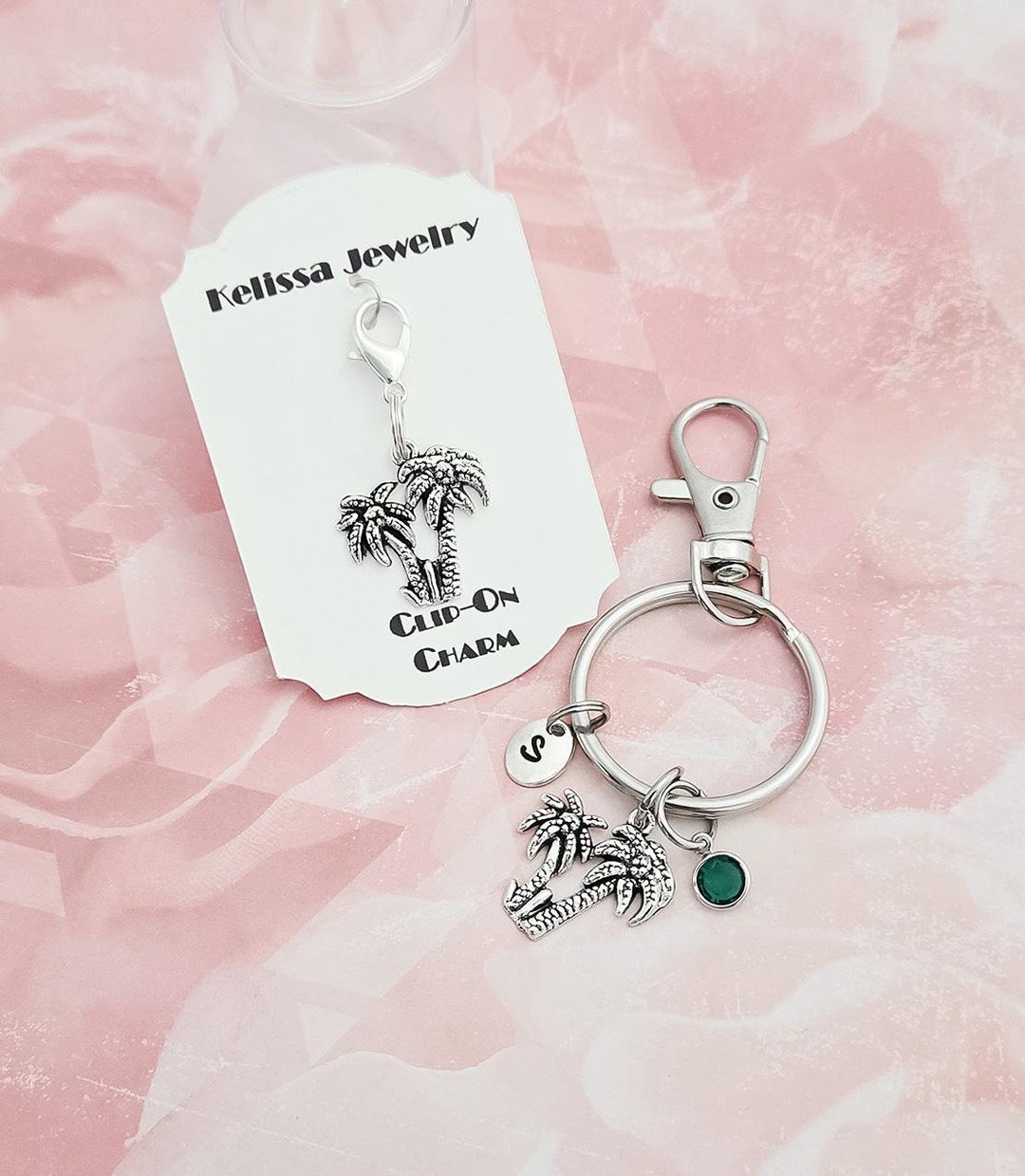 Coconut / Palm Tree Zipper Pull Silver, Coconut / Palm Tree Keychain ...