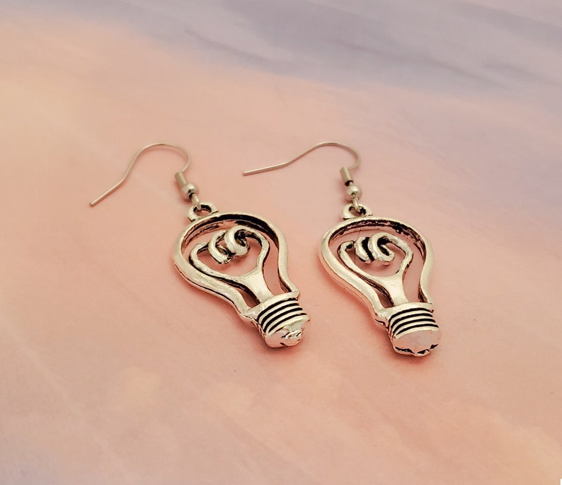 Lightbulb Earrings in Silver or Bronze Edison Lightbulb - Etsy