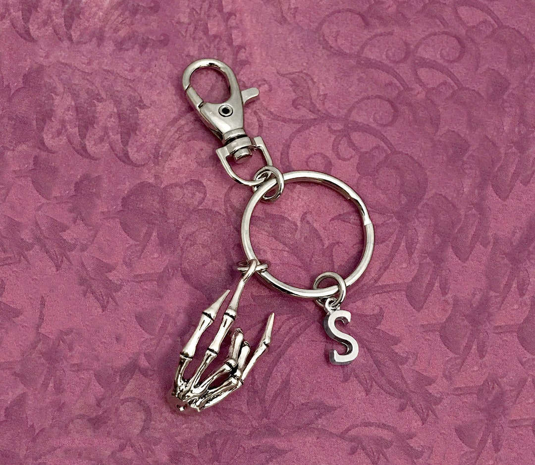 Love Sign Skeleton Hand Gesture Keyring, Clip-on Keychain With Optional ...