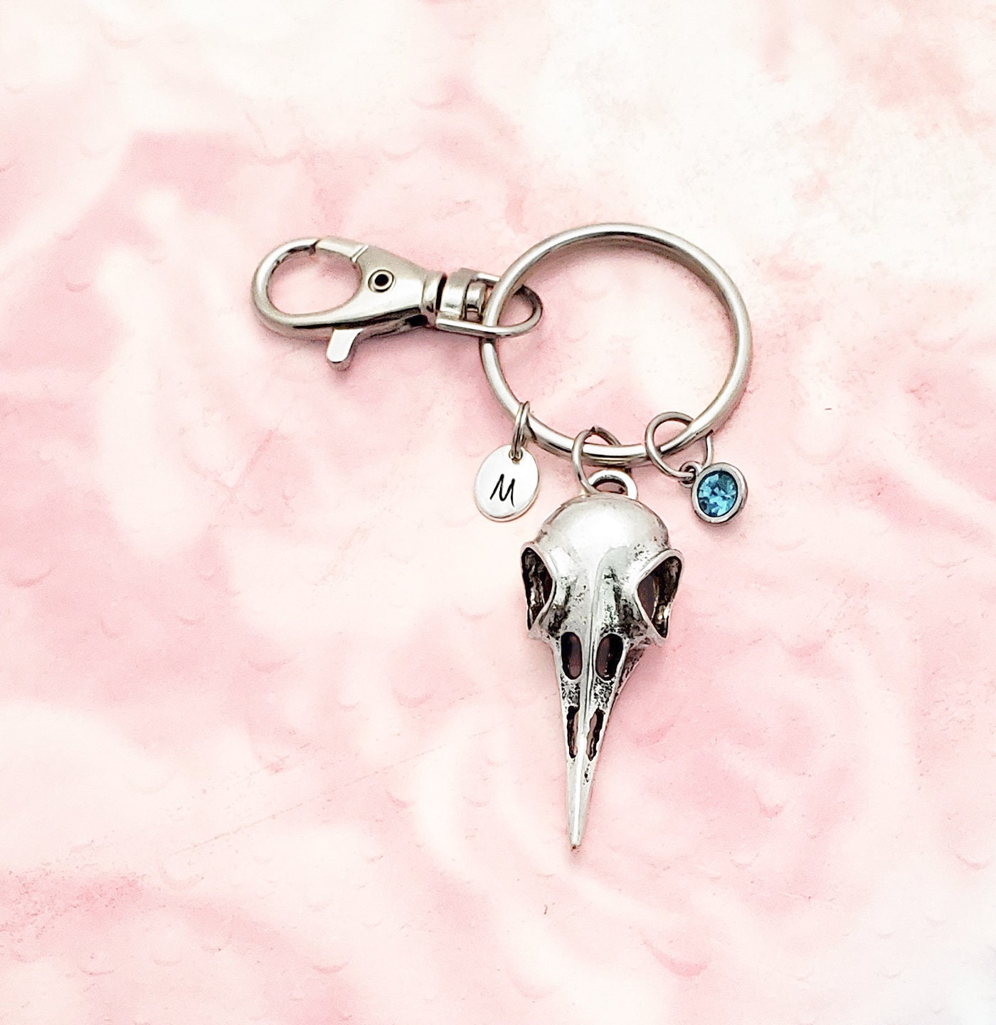Raven Bird Skull Zipper Pull Raven Skull Keychain Keyring - Etsy