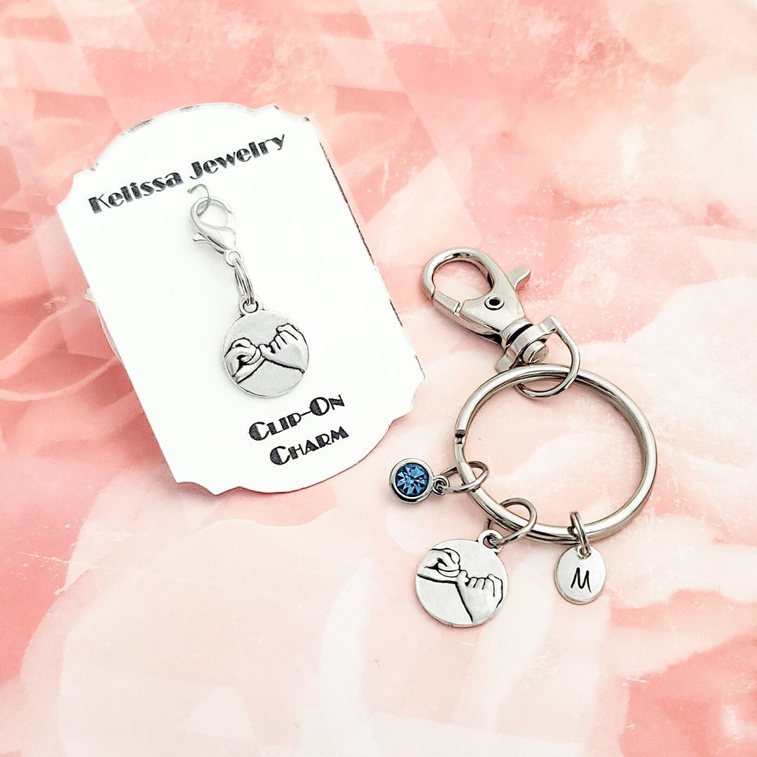 Pinky Promise Keychain, Antique Silver Friend Gift, Zipper Pull Option ...