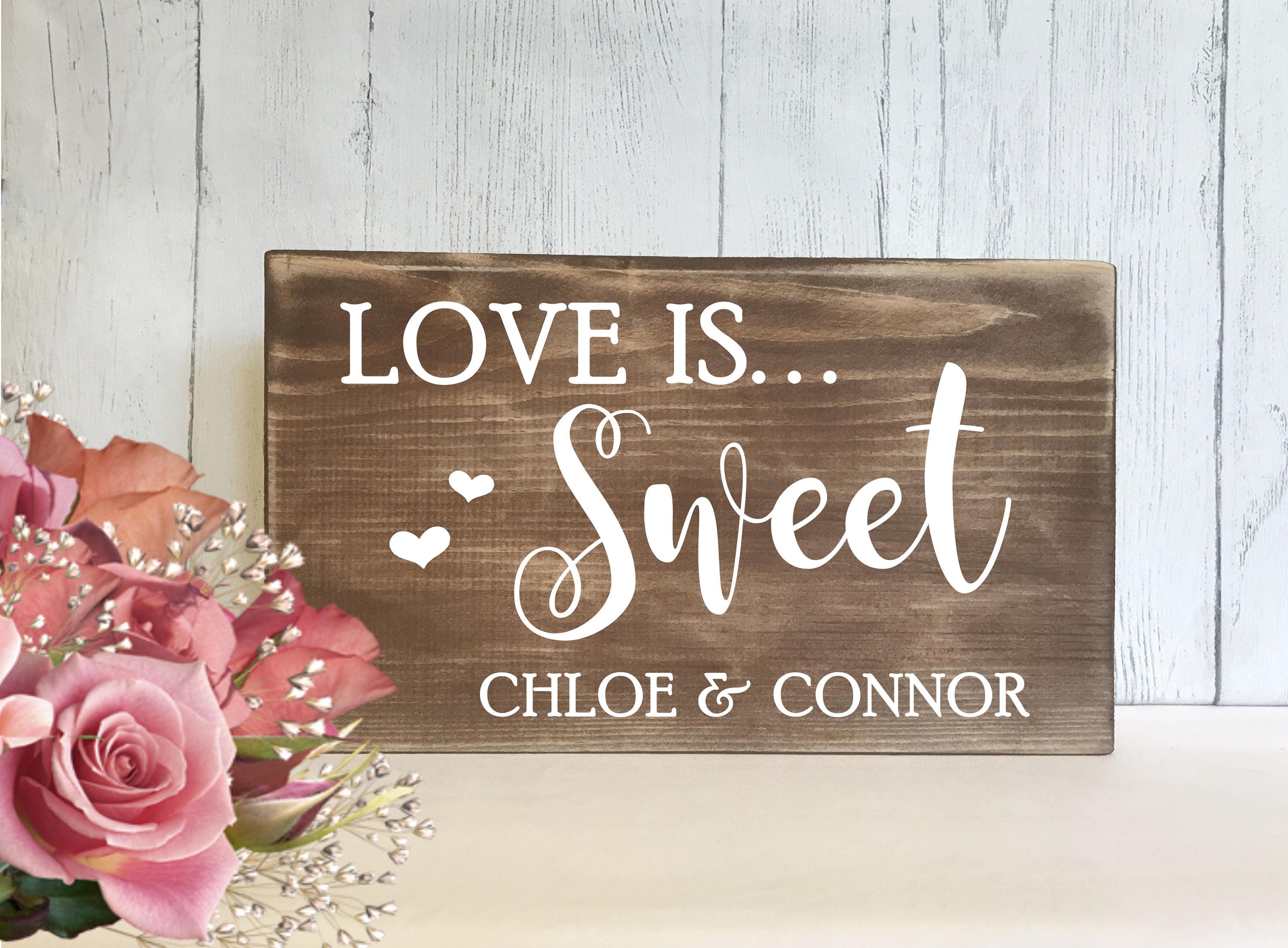 Personalised Sweet Table Sign Rustic Wooden Love is Sweet - Etsy UK