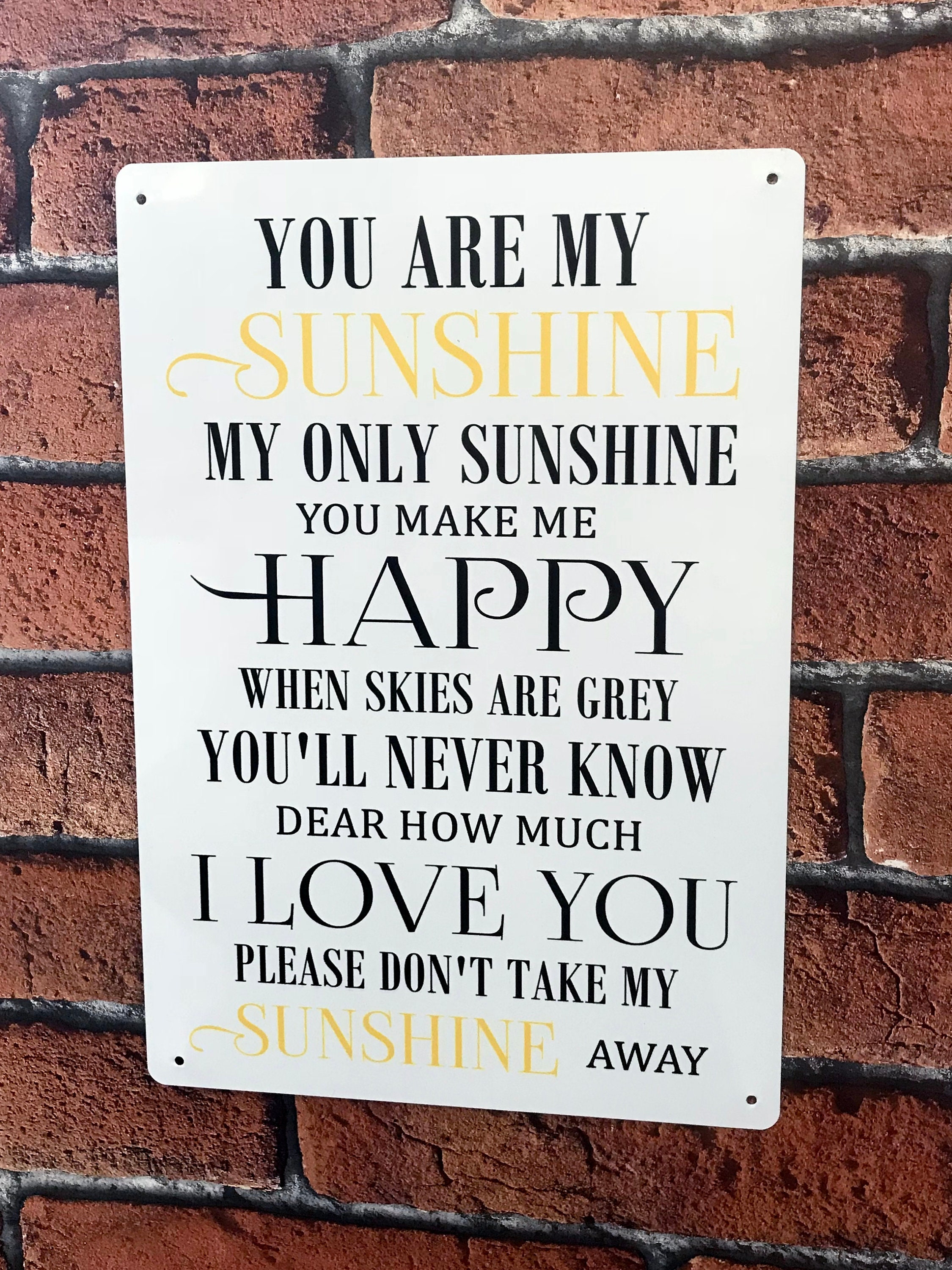 You Are My Sunshine My Only Sunshine Song Lyrics Metal Tin | Etsy UK
