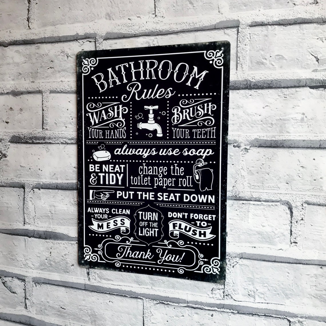 Bathroom Rules Sign Washroom Toilet Bathroom Decor Metal Sign - Etsy
