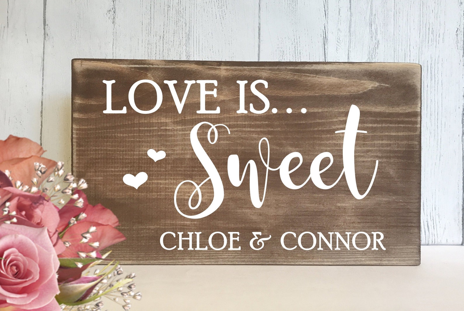 Personalised sweet table sign rustic wooden love is sweet | Etsy