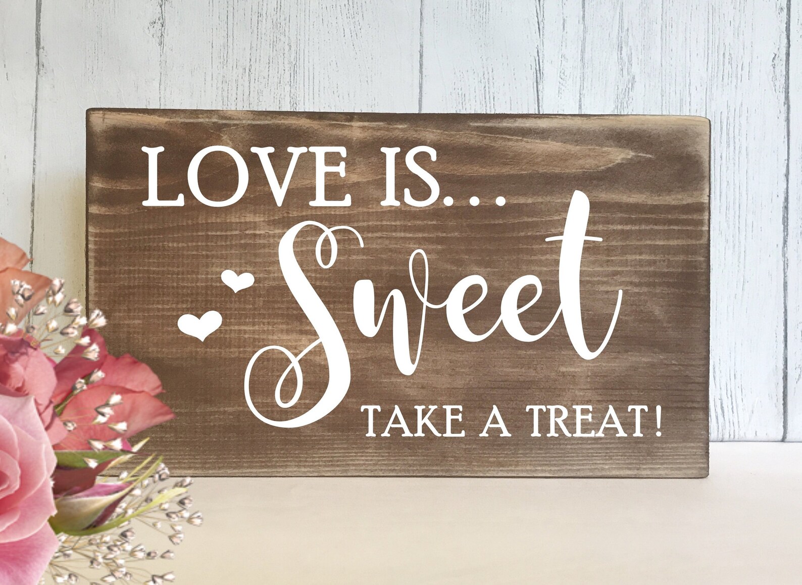 Personalised sweet table sign rustic wooden love is sweet | Etsy