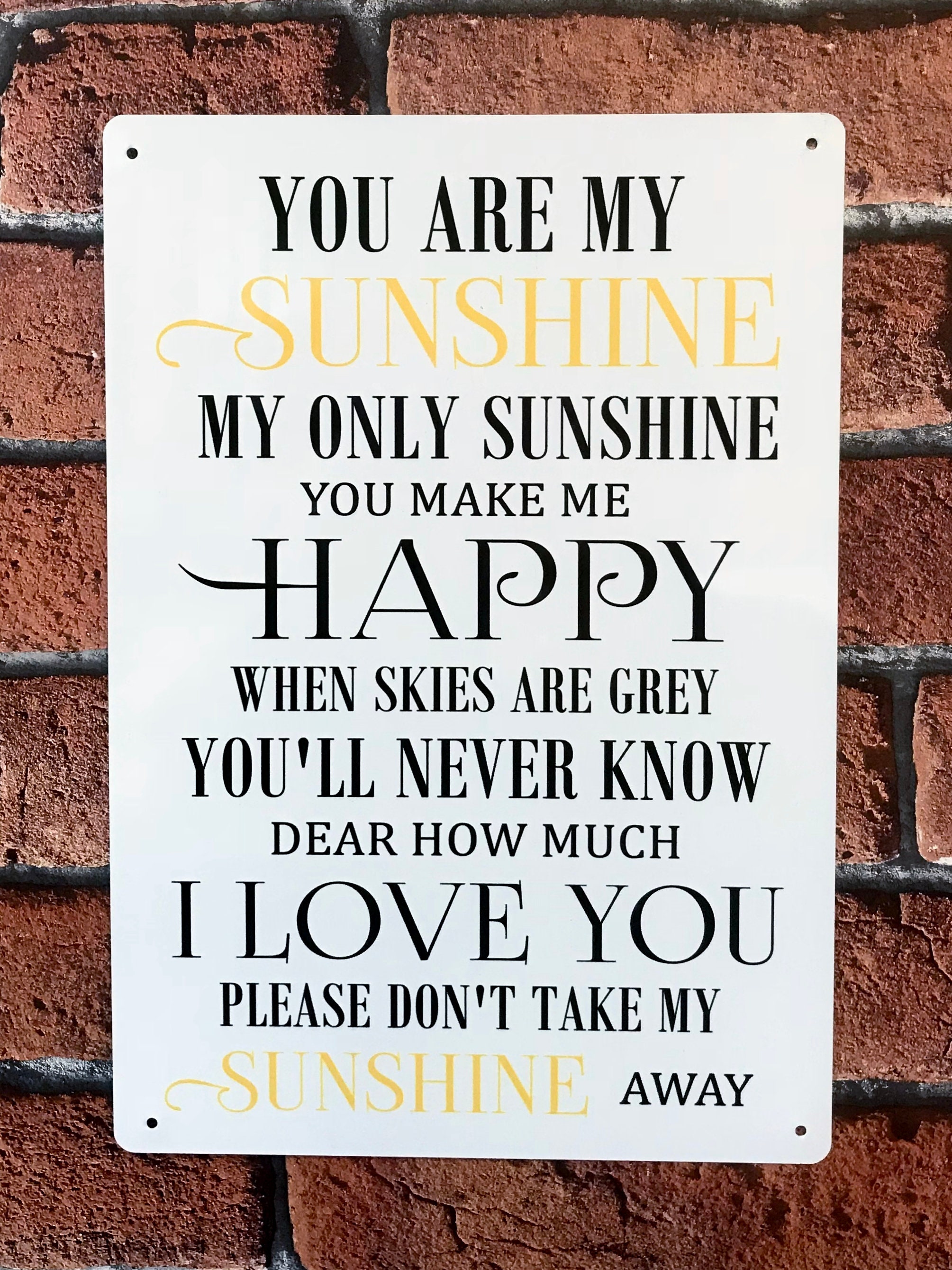 You Are My Sunshine My Only Sunshine Song Lyrics Metal Tin | Etsy UK