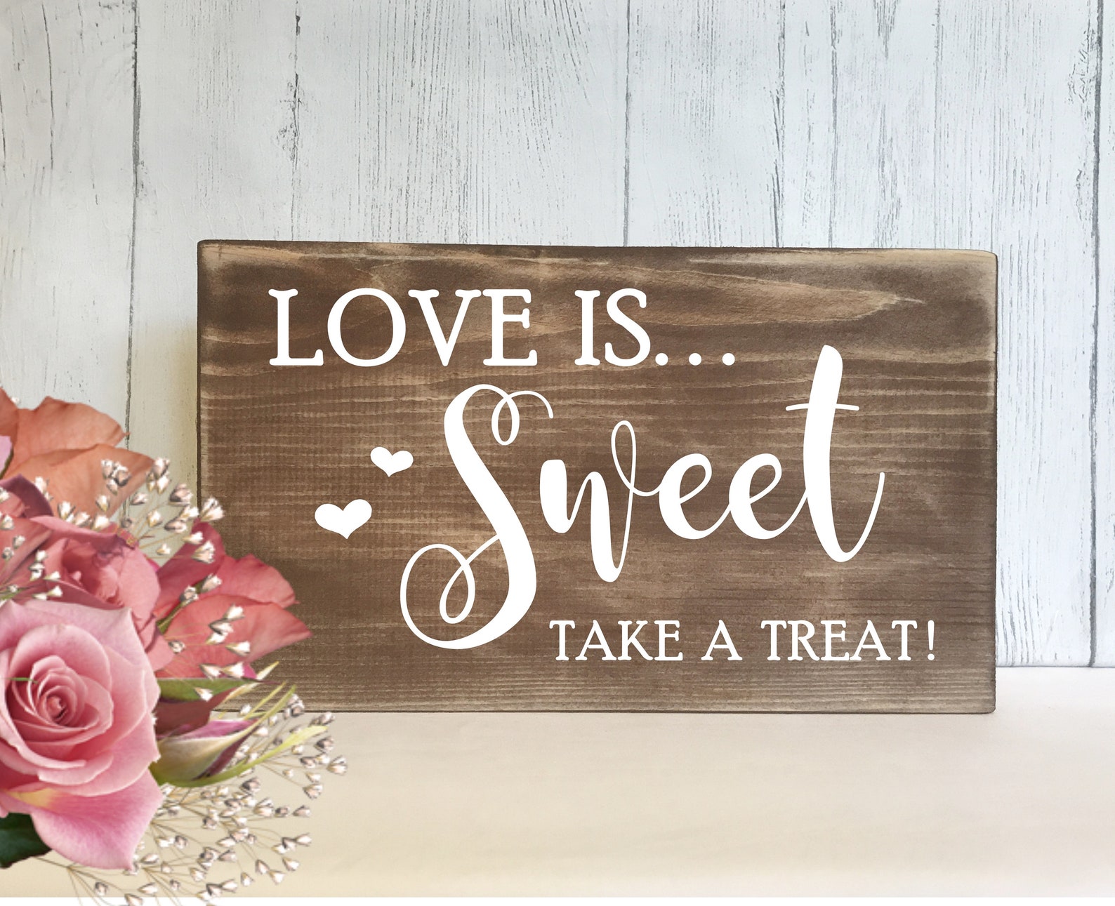 Personalised Sweet Table Sign Rustic Wooden Love is Sweet - Etsy UK