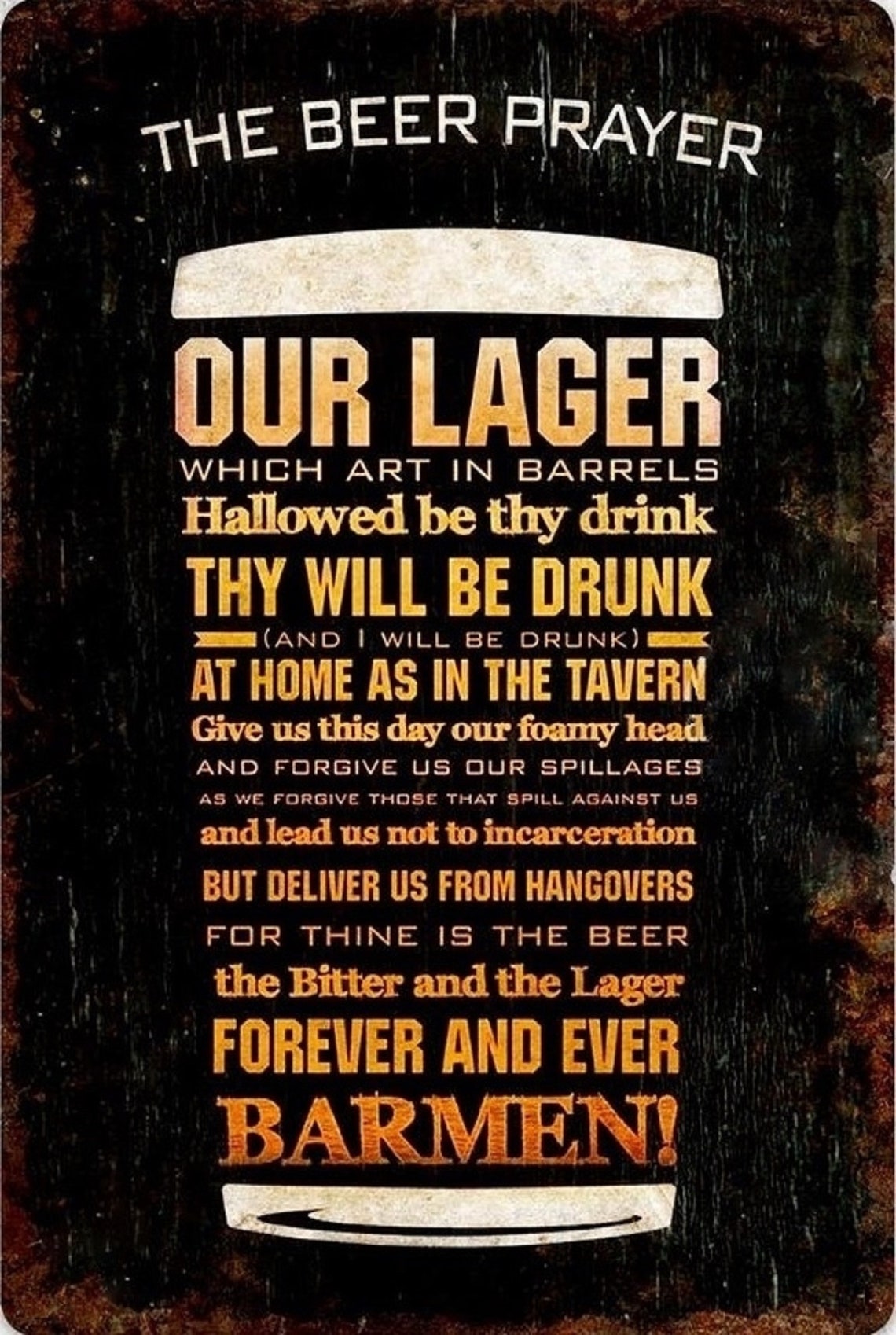 Bar Signs the Beer Prayer Funny Home Bar Pub Man Cave Shed - Etsy