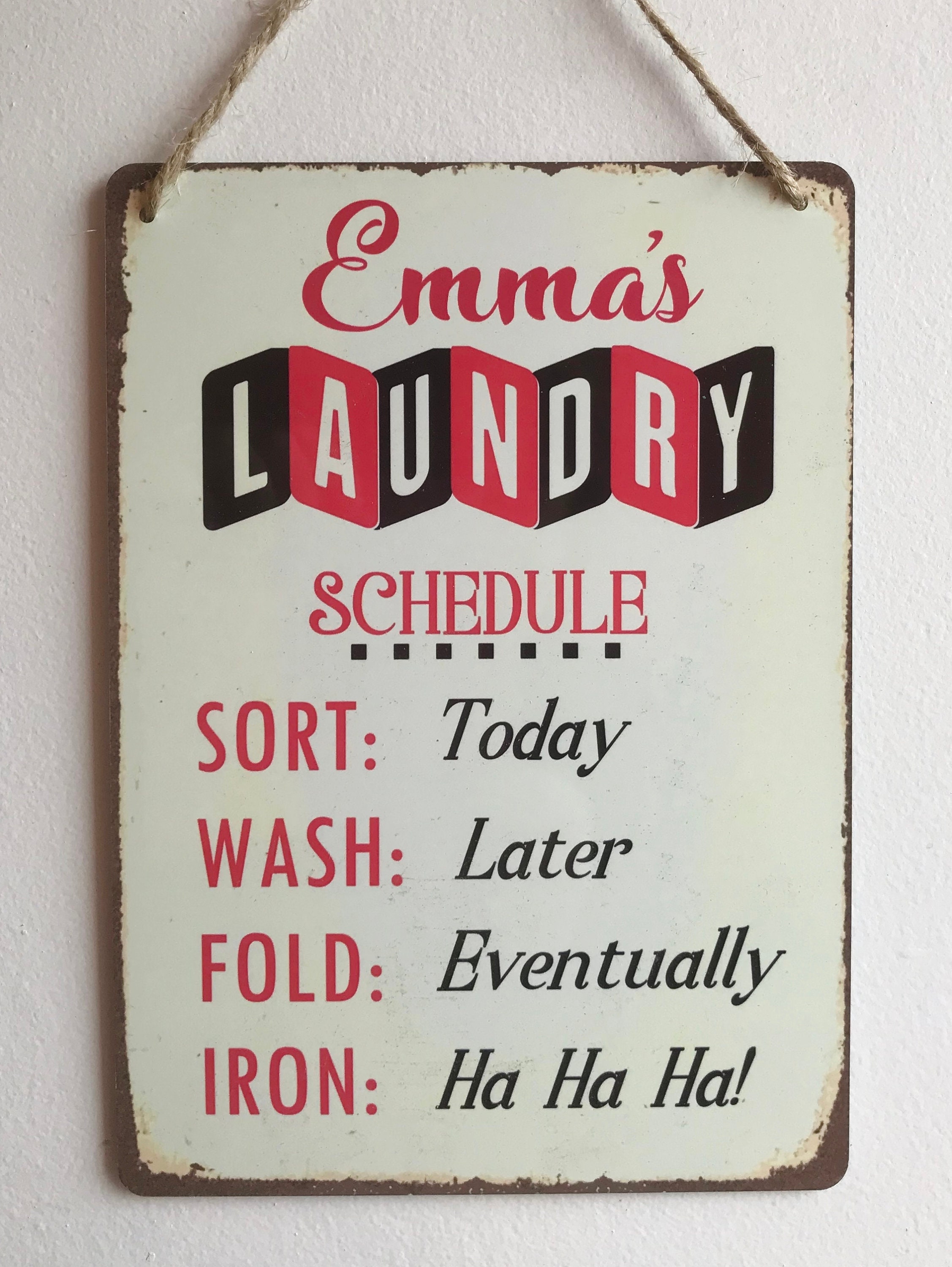 Laundry Schedule Sign Laundry Room Decor Personalised - Etsy