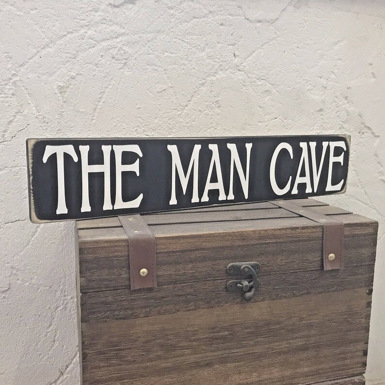 Man cave sign rustic vintage style wooden free standing gift | Etsy
