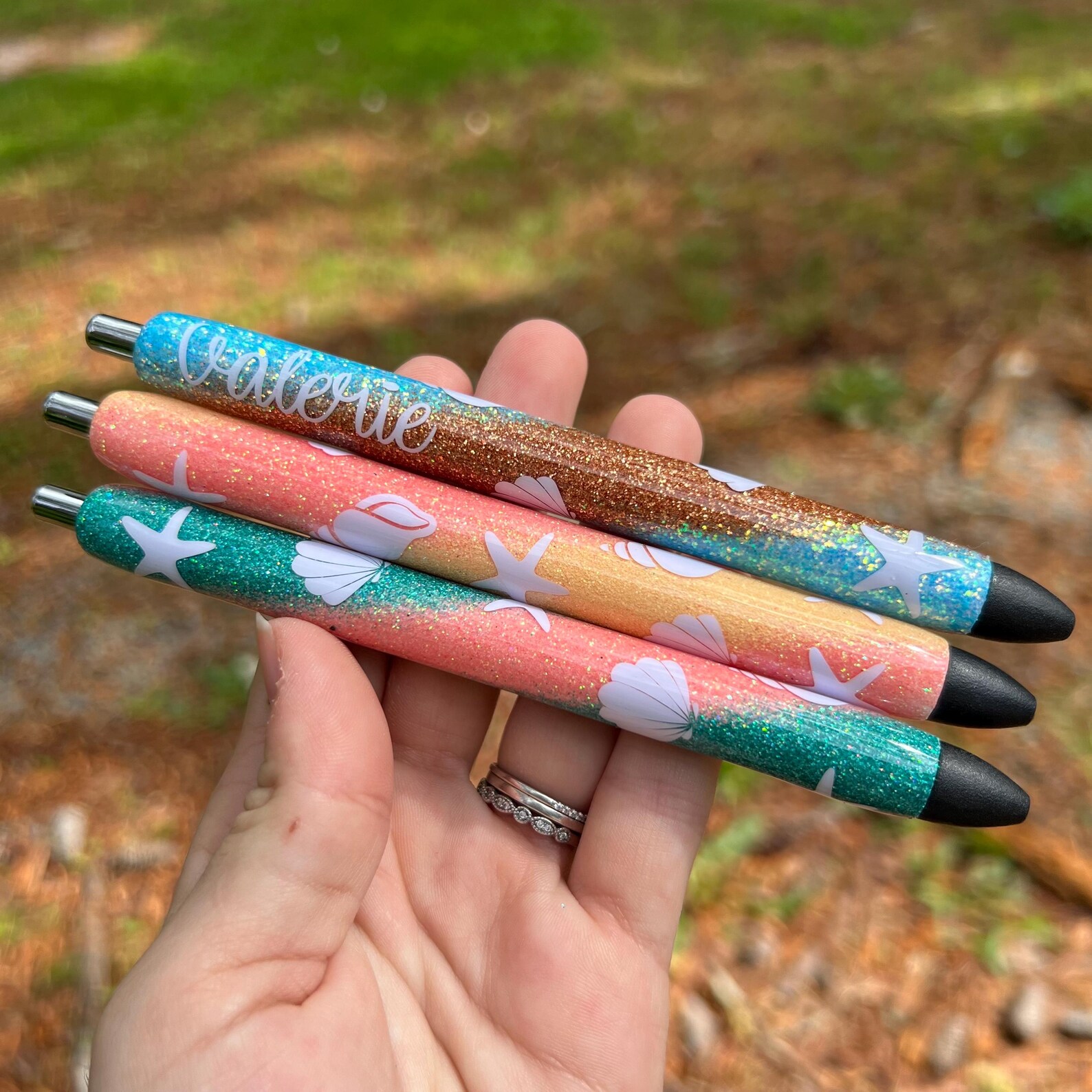 SEASHELL Pen | Refillable Gel Pen | Glitter Pen - Etsy