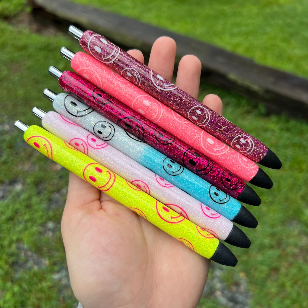 SMILEY FACE Pen | Refillable Gel Pen | Glitter Pen - Etsy
