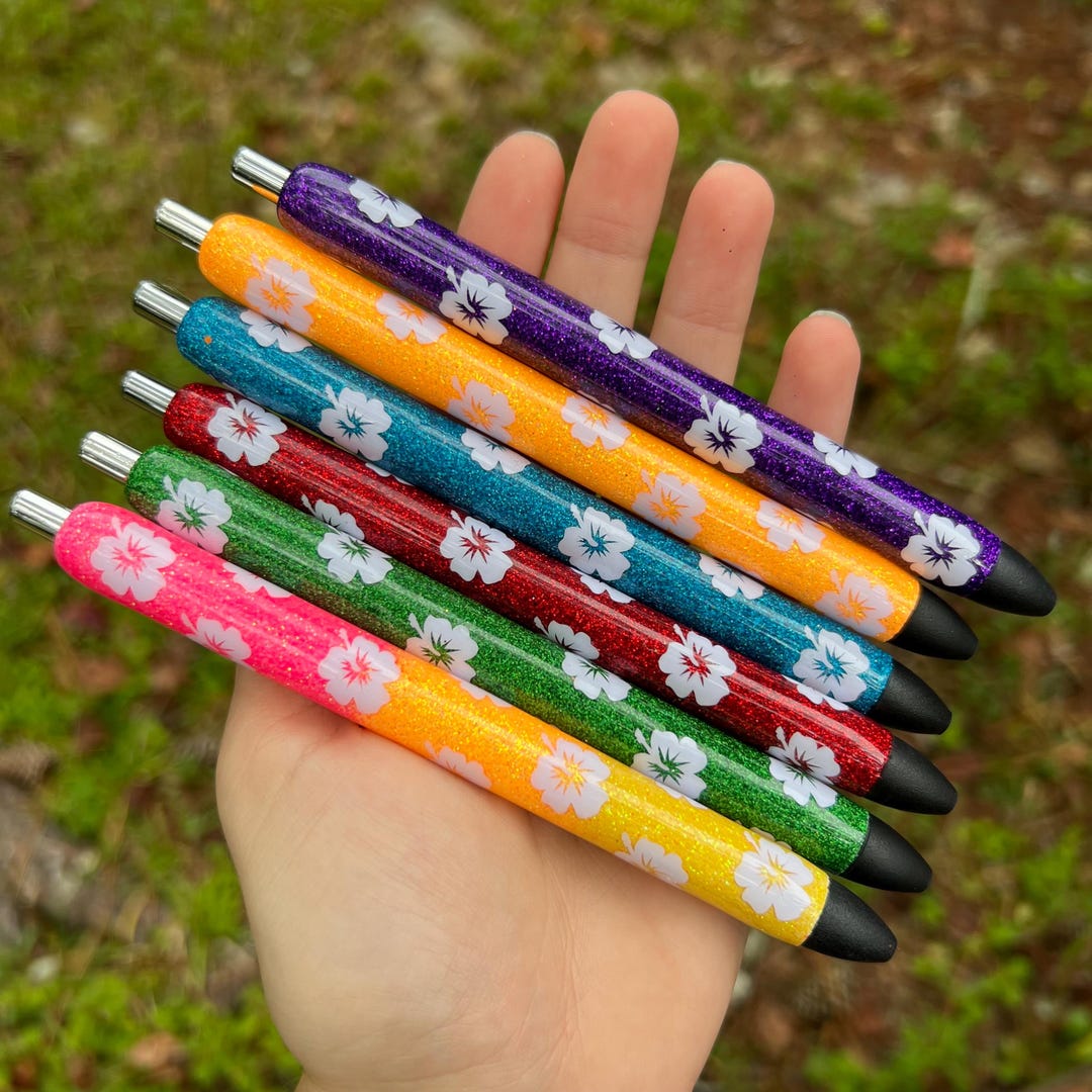 HIBISCUS FLOWER Pen | Refillable Gel Pen | Glitter Pen - Etsy