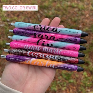 SWIRL PERSONALIZED Pen | Refillable Gel Pen | Glitter Pen - Etsy