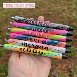 SWIRL PERSONALIZED Pen | Refillable Gel Pen | Glitter Pen - Etsy