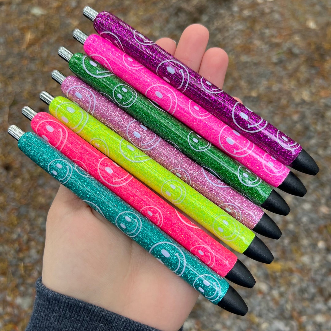 SMILEY FACE Pen | Refillable Gel Pen | Glitter Pen - Etsy