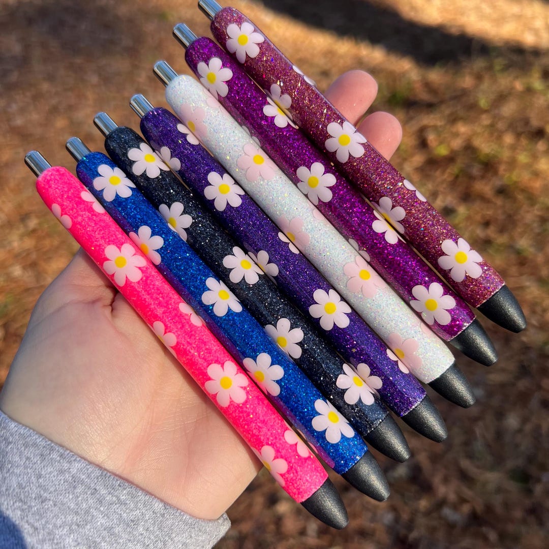 LIGHT PINK DAISY Pen | Refillable Gel Pen | Glitter Pen - Etsy