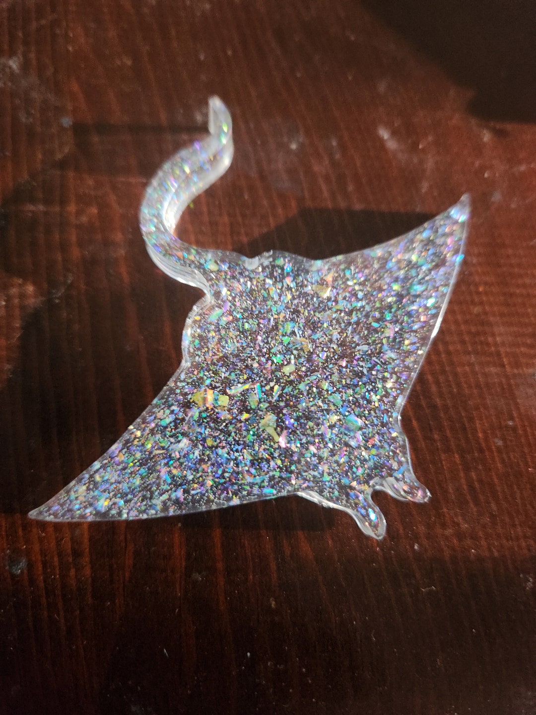 Pretty Opal Rainbow Resin Manta Ray Sting Ray Pendant Necklace or Purse ...