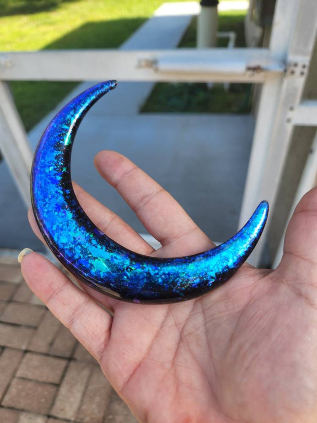 Crescent Moon Hair Fork/ Hair Toy Bun Holder "deep Sea" by ...