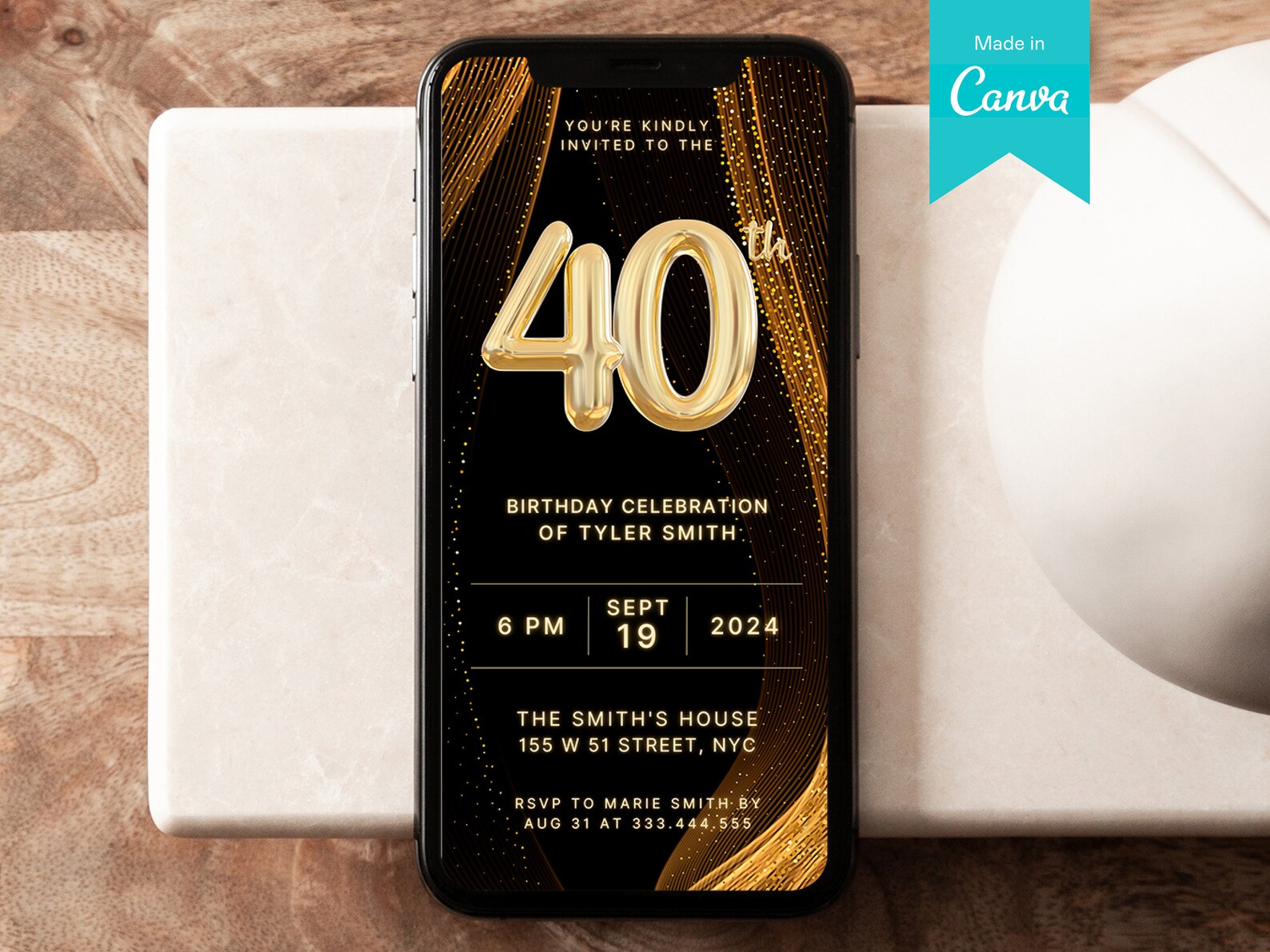 40th Birthday Invitation for Him and Her | Digital Forty Birthday Party ...