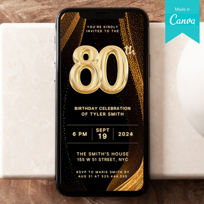 80th Birthday Invitations - Etsy
