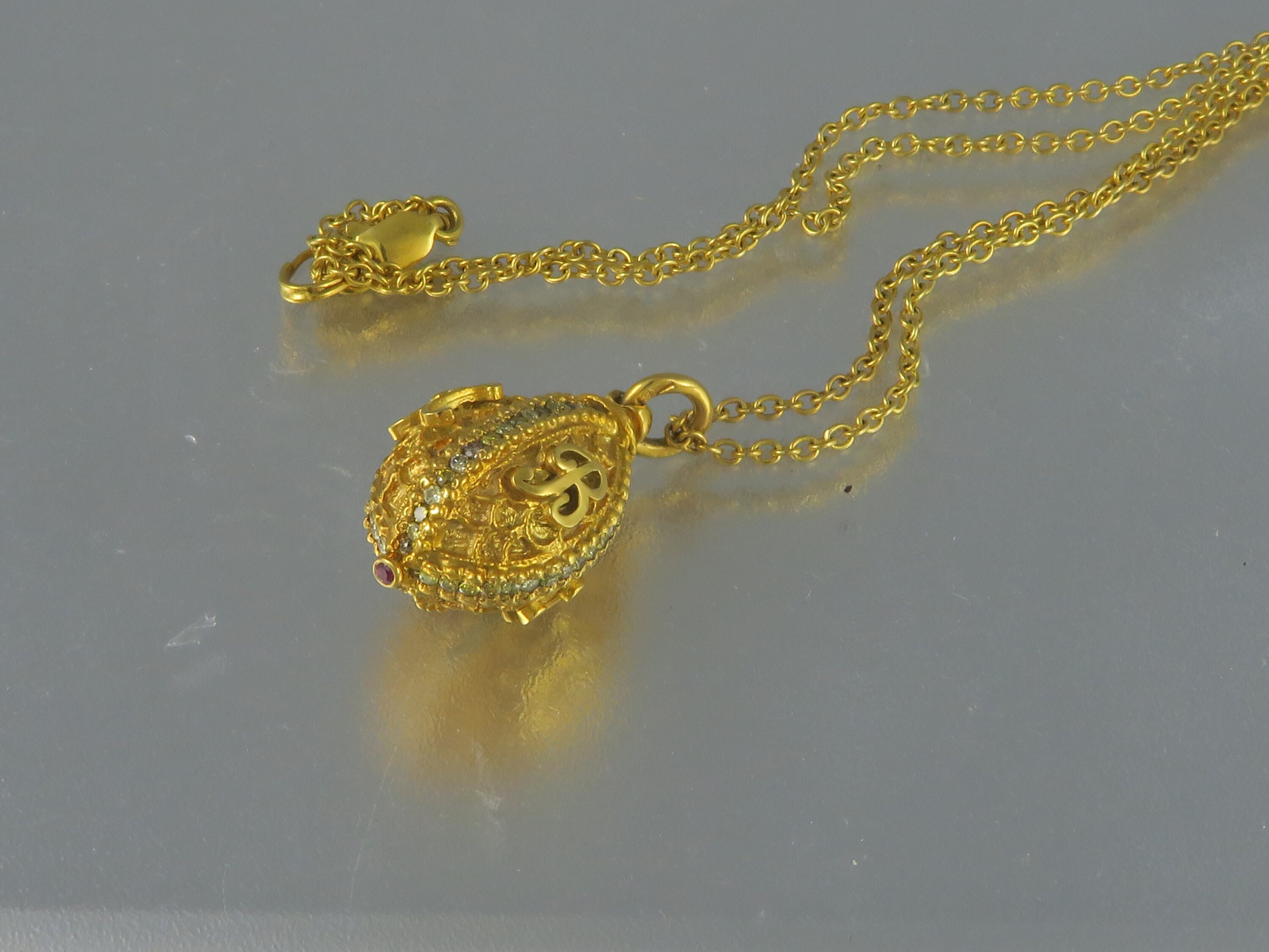 Egg Gold Pendant Faberge Inspired Chain Necklace - Etsy