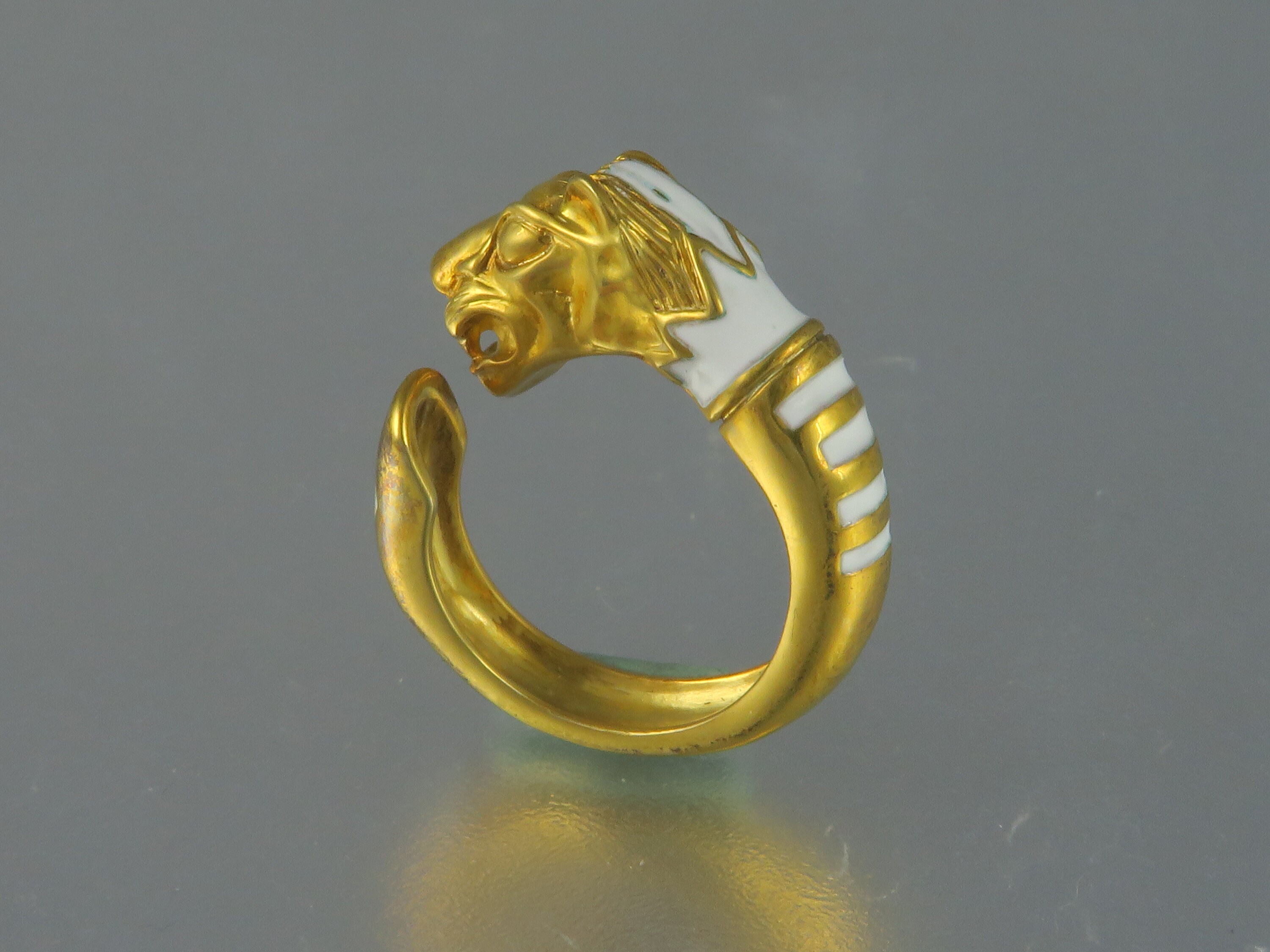FIERCE LIONESS Gold Ring With Enamel 14k 18k and Silver - Etsy