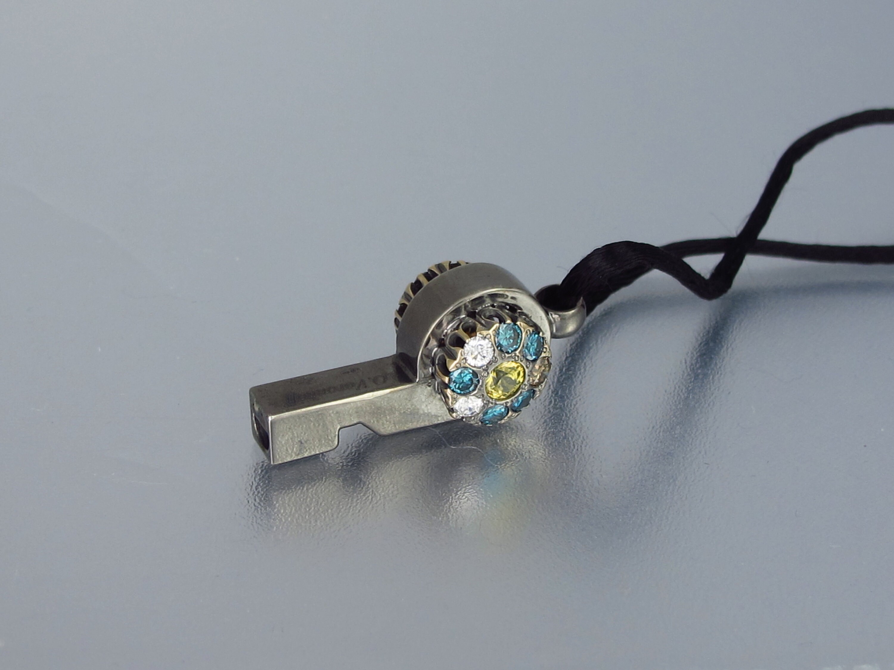 Whistle 14 K Gold Side Elements, Diamonds , Yellow Sapphires .the ...