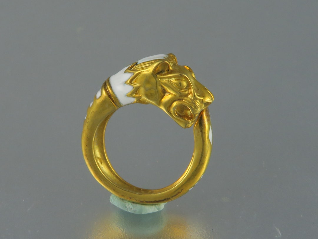 FIERCE LIONESS Gold Ring With Enamel 14k ( 18k and Silver Available) - Etsy