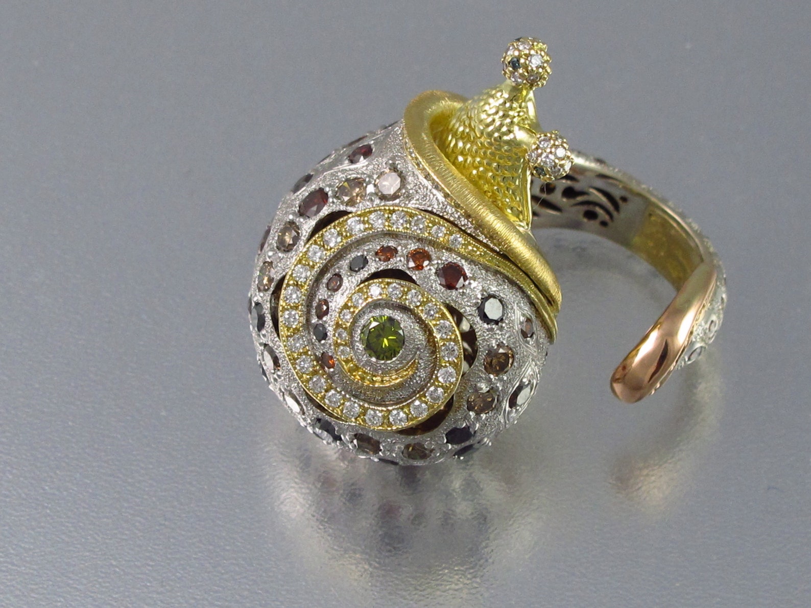 SNAIL Ring and SNAIL Earrings 18k Gold Set With Diamonds. - Etsy