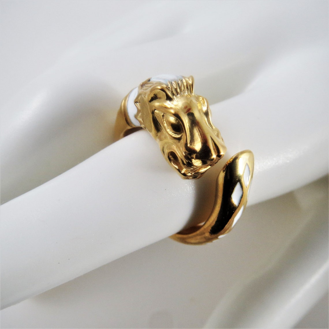 FIERCE LIONESS Gold Ring With Enamel 14k 18k and Silver - Etsy