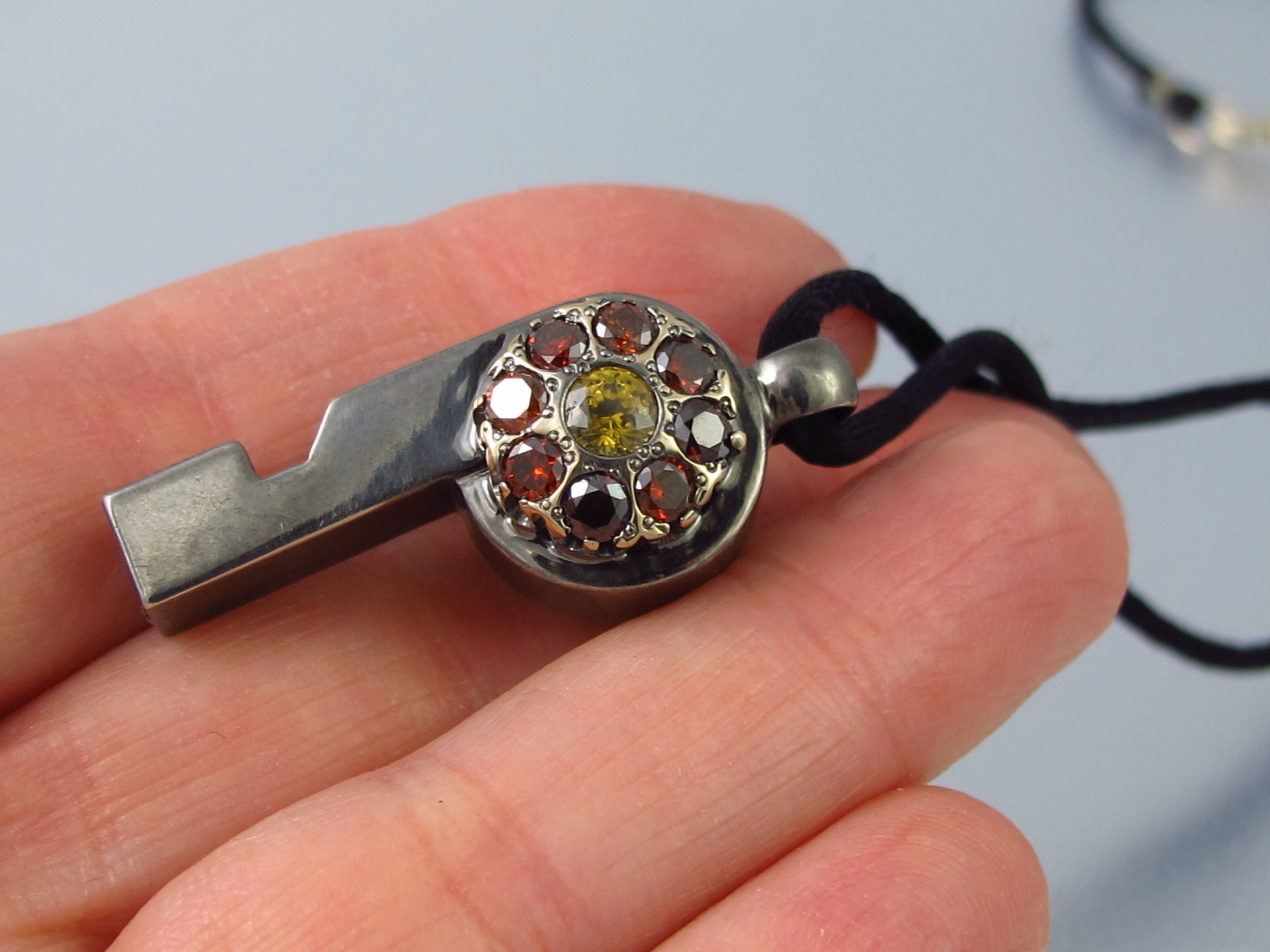 Whistle 14 K Gold Side Elements, Diamonds , Yellow Sapphires .the ...