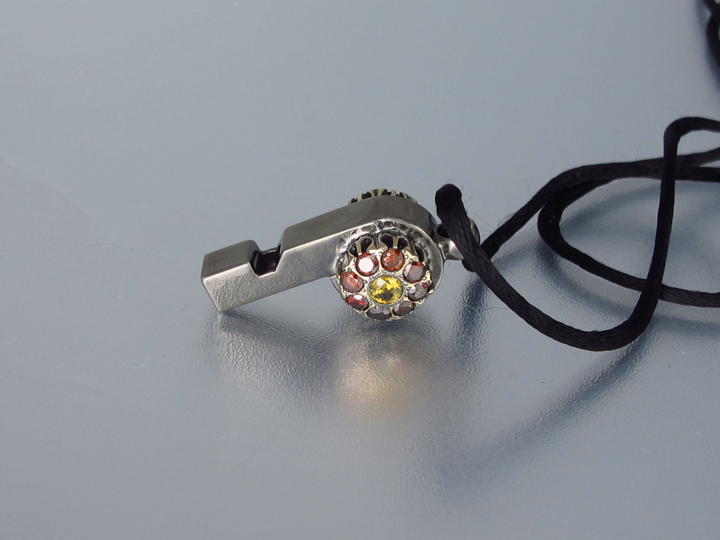 Whistle 14 K Gold Side Elements, Diamonds , Yellow Sapphires .the ...
