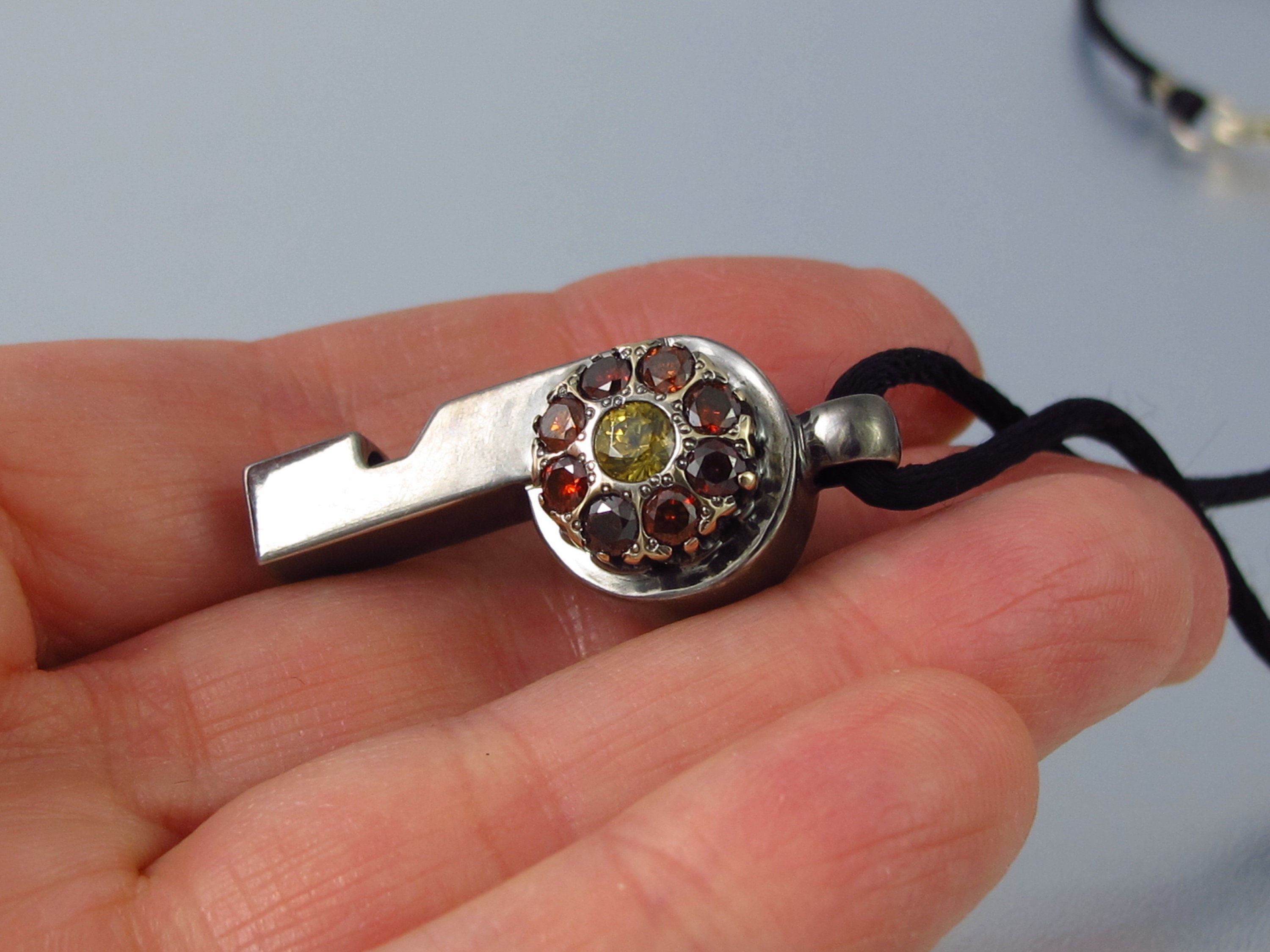 Whistle 14 K Gold Side Elements, Diamonds , Yellow Sapphires .the ...