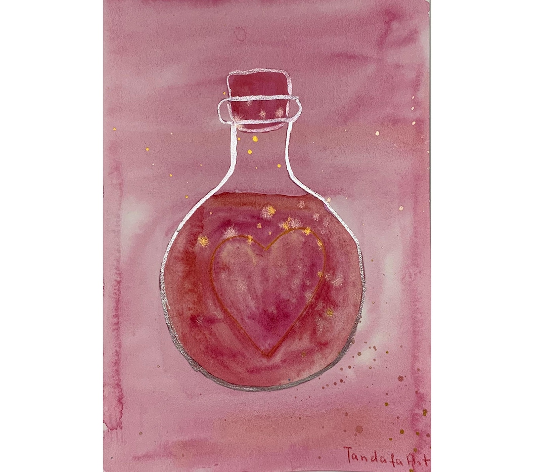 Self Love Potion Original Watercolor Valentine Day Art Solo Nursery ...