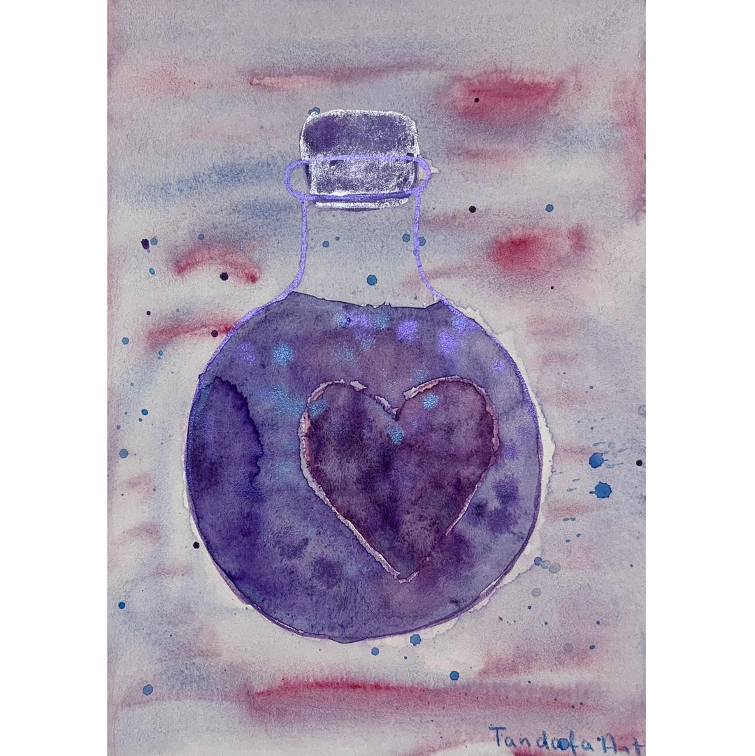Self Love Potion Original Watercolor Valentine Day Art Solo Nursery ...