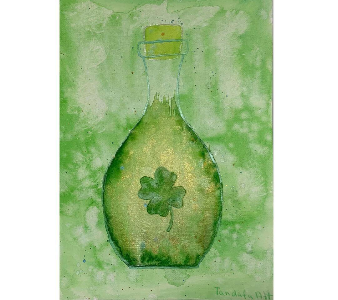 Potion Fortify Luck Four Leaf Clover Original Watercolor Art Infinite ...