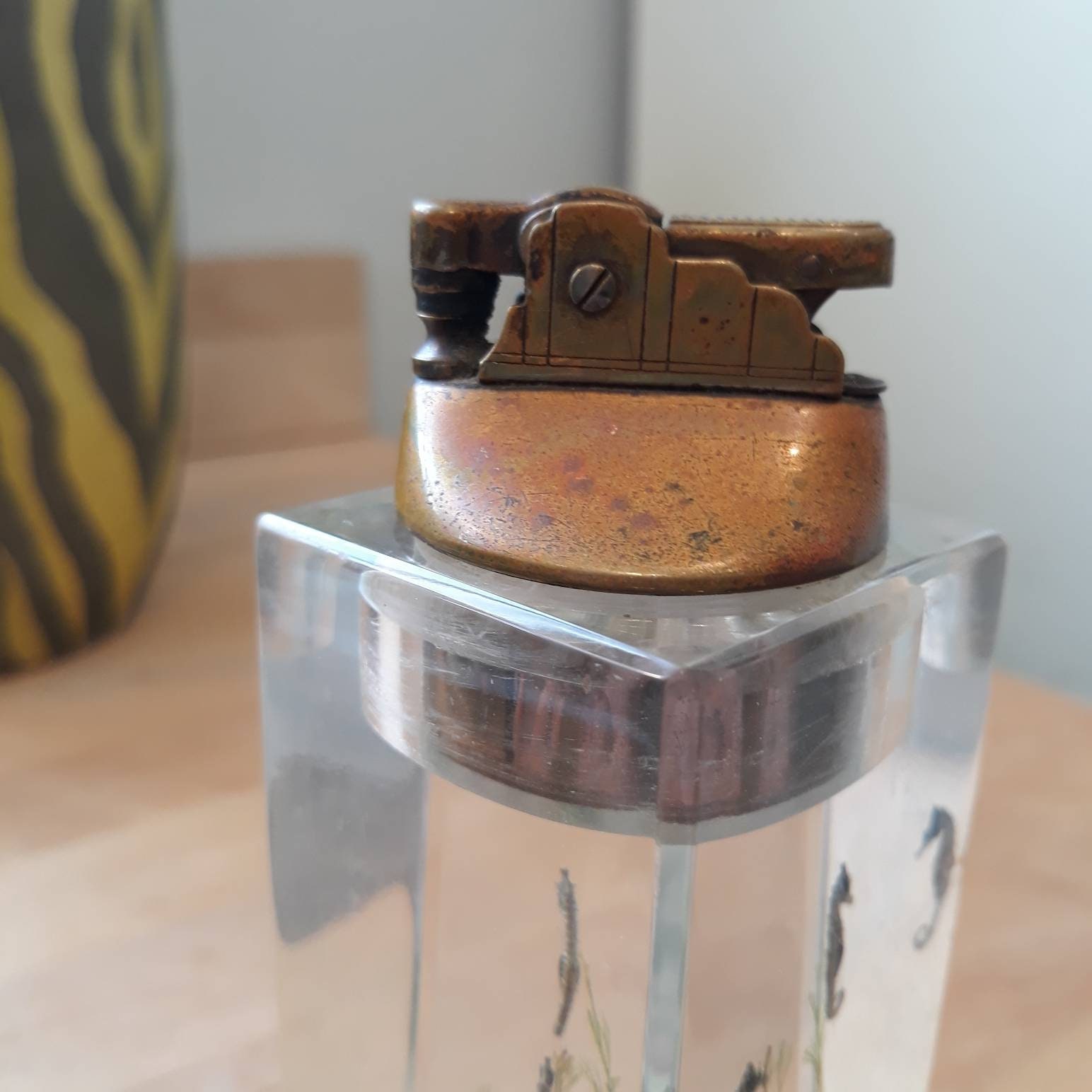 Lucite Tabletop Lighter Vintage Seascape - Etsy